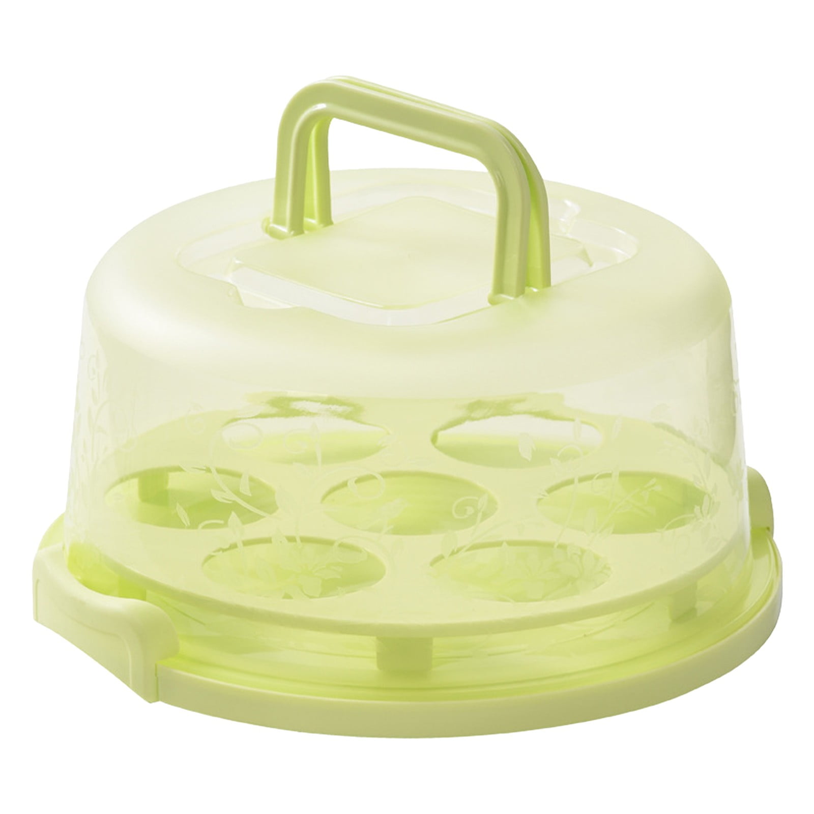 Cake Container Plastic Cover Lid Cake Cupcake Holder Portable Round Two ...