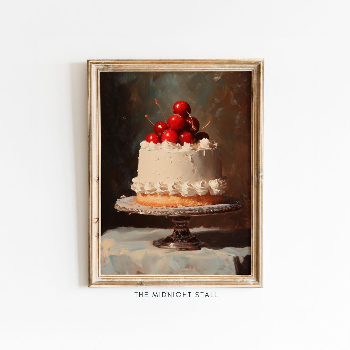 Cake Cream & Cherries,, Baroque Still Life Dessert Art, Vintage Kitchen ...