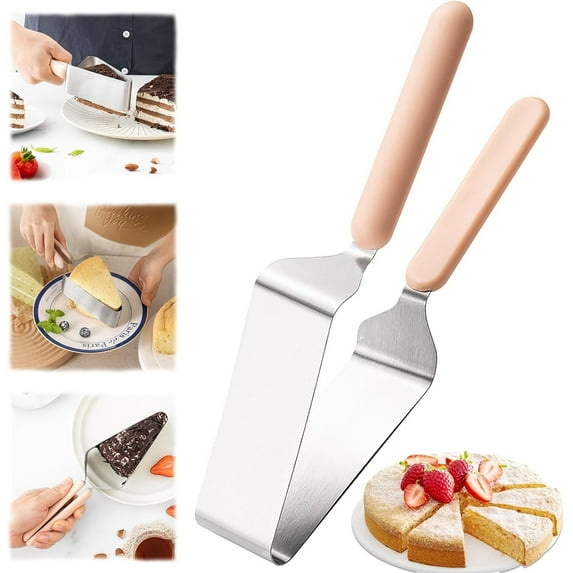 Cake Cutter, Stainless Steel Cake Knife and Server with Double Handle ...