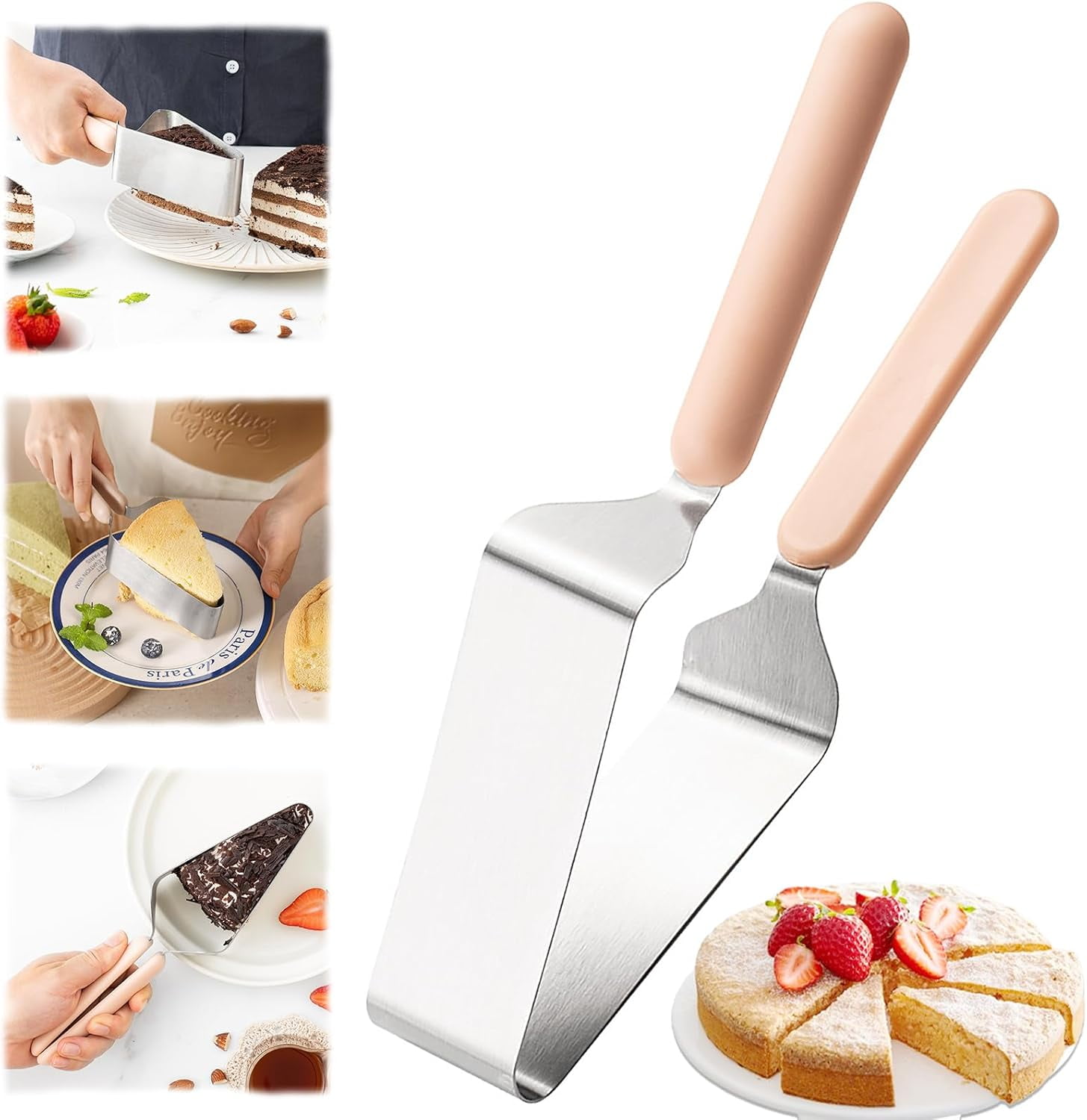 Cake Cutter, Stainless Steel Cake Knife and Server with Double Handle ...