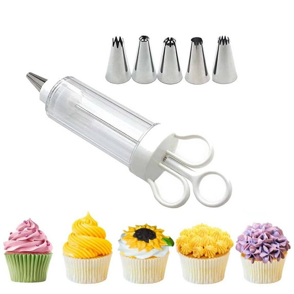 Cake Decorating Gun, Cupcake Icing Piping Kit with 6 Piping Tips, Cake ...