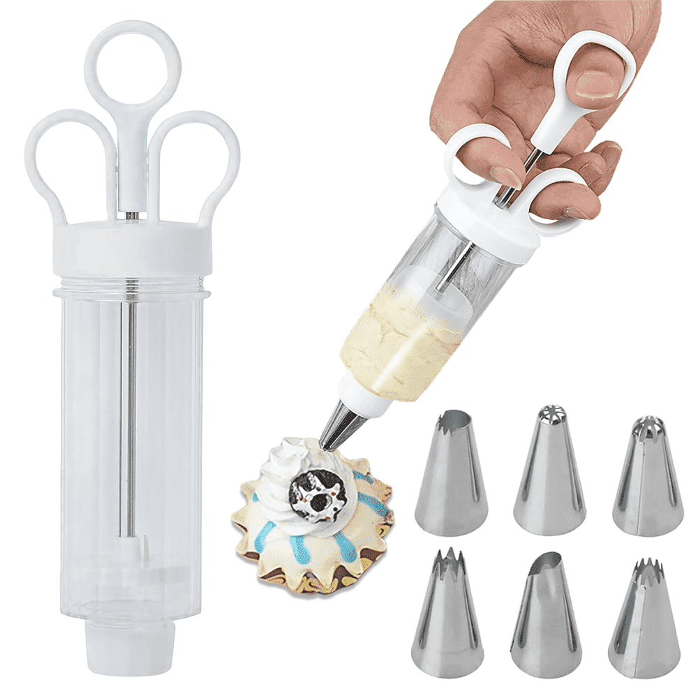 Cake Decorating Kit with 6 Stainless Steel Piping Tips Cake Icing ...