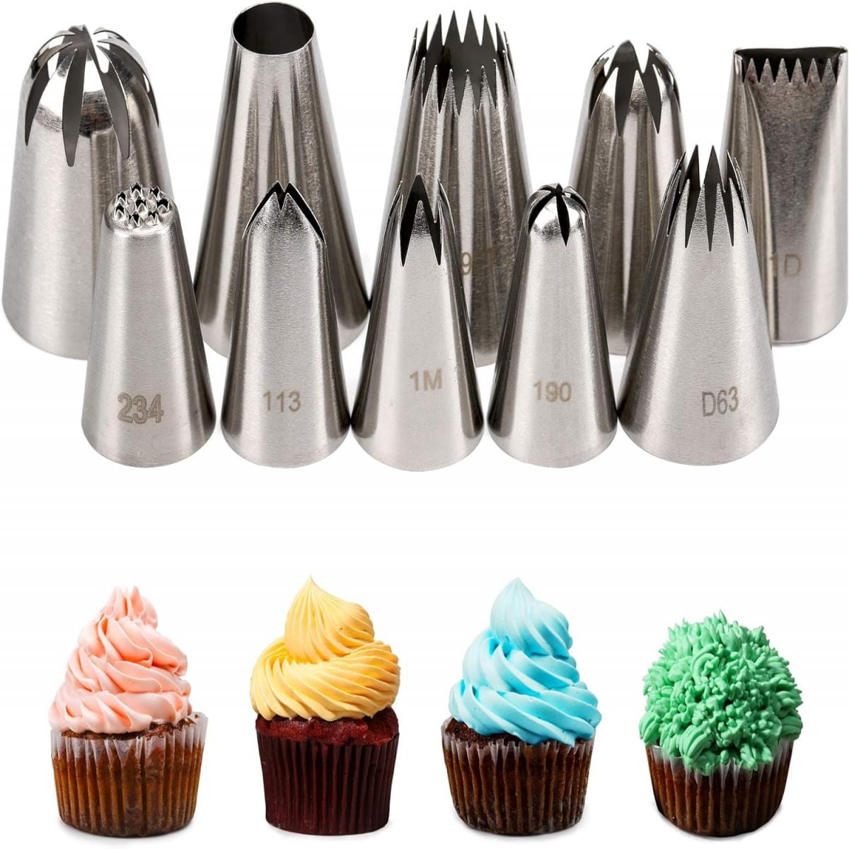 Cake Decorating Icing Piping Tip Set, 10 X-Large Decorating Tips ...