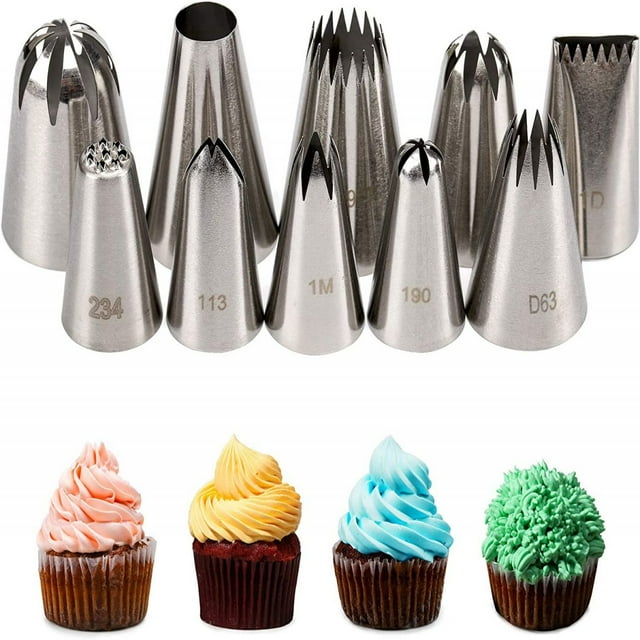 Cake Decorating Icing Piping Tip Set, 10 X-Large Decorating Tips ...