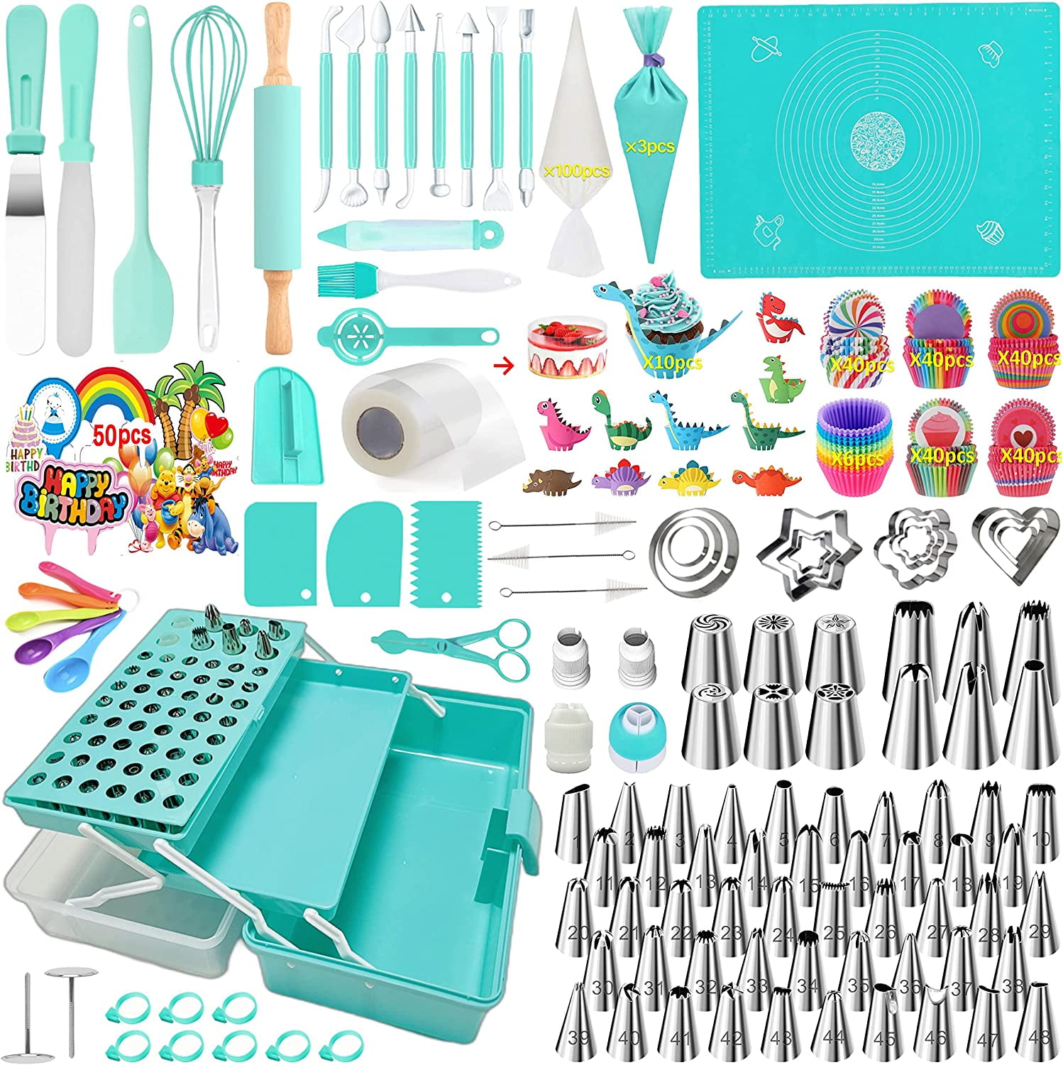 Cake Decorating Kit,488PCS-Piping Bags and Tips Set,Cake Decorating ...