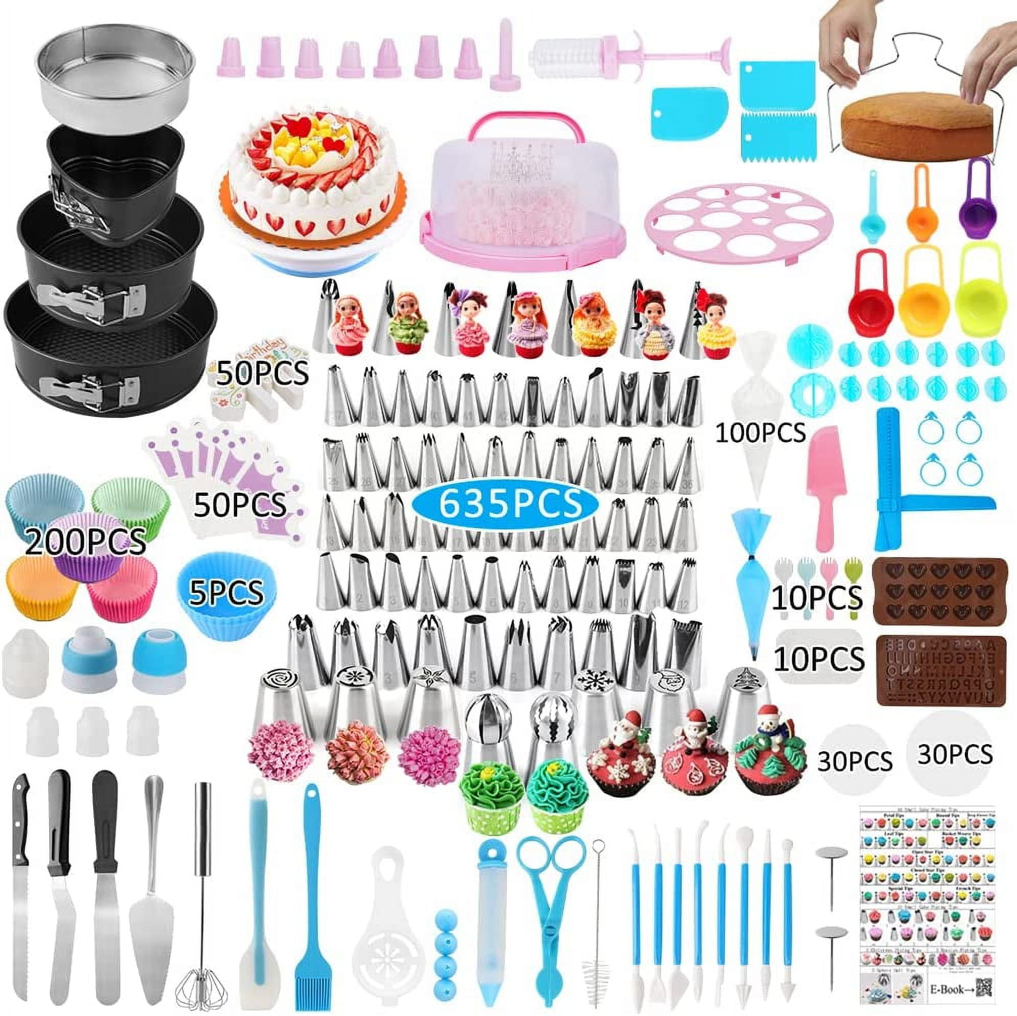 Cake Decorating Kit,635 Pcs Decorating Supplies With 3 Springform Pan ...