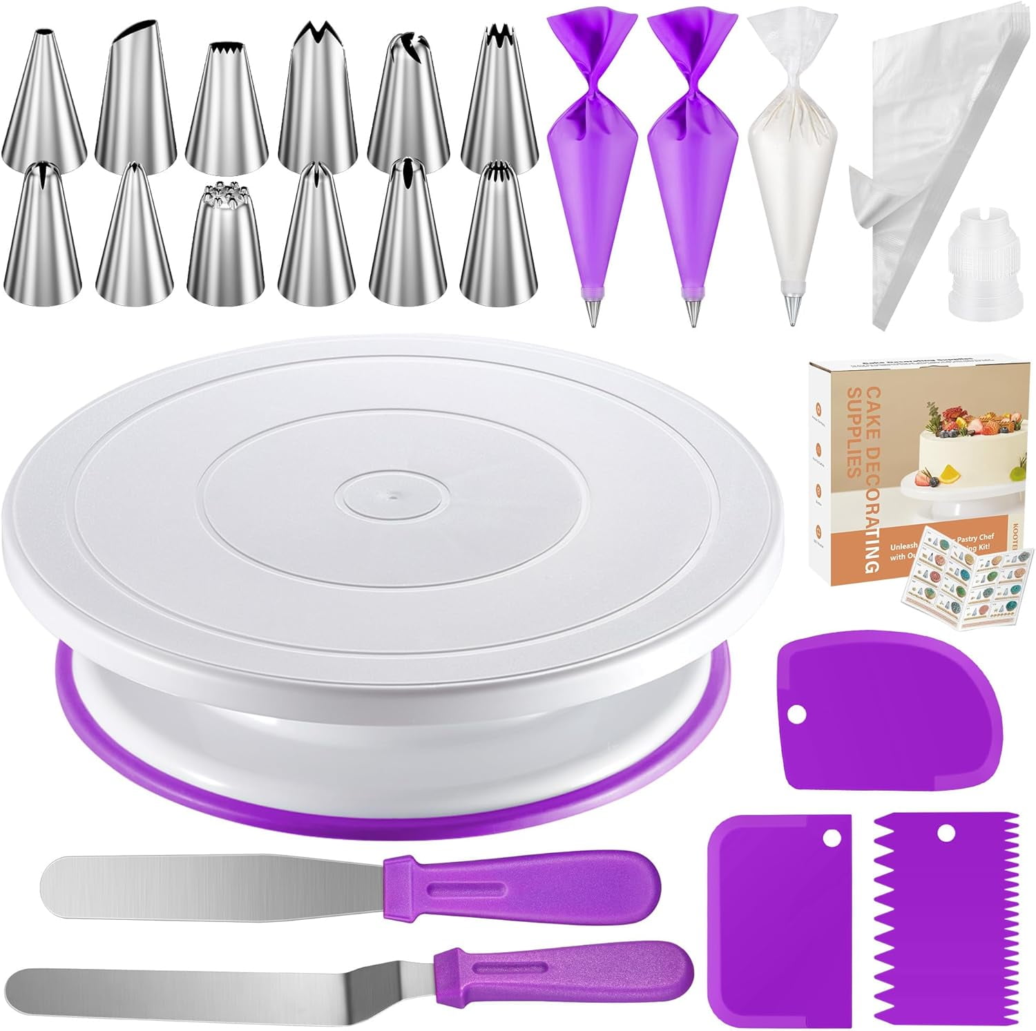 Cake Decorating Kit, Baking Supplies Tools - Includes Cake Stand ...