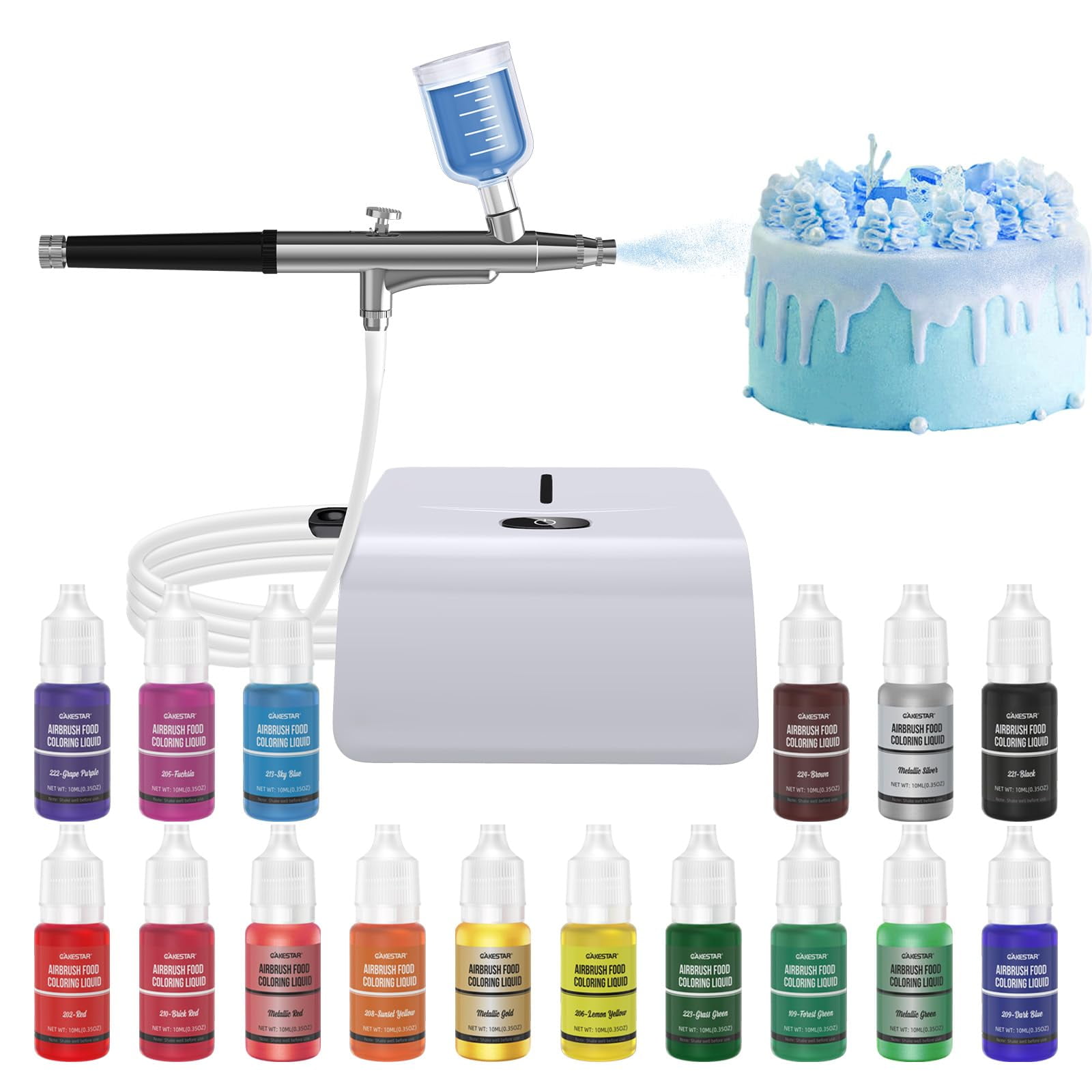Cake Decorating Kit with Compressor, Cookie Airbrush with 12 Food ...