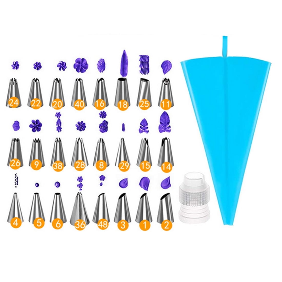 Cake Decorating Kit Set Piping Bags and Tips Scrapers Cupcake ...