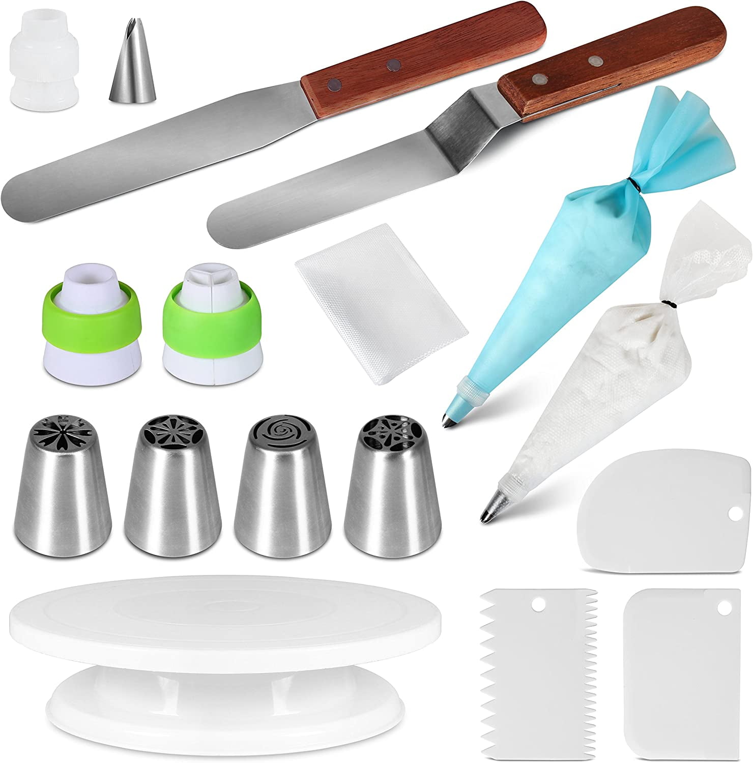 Cake Decorating Kit With Turntable 11 Inch | 4 Russian Piping Tip ...