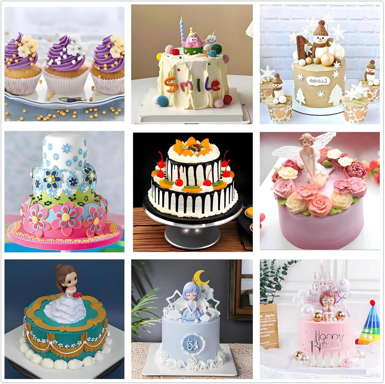 Cake Decorating Kit with Aluminium Alloy Rotating Turntable, Leveler ...