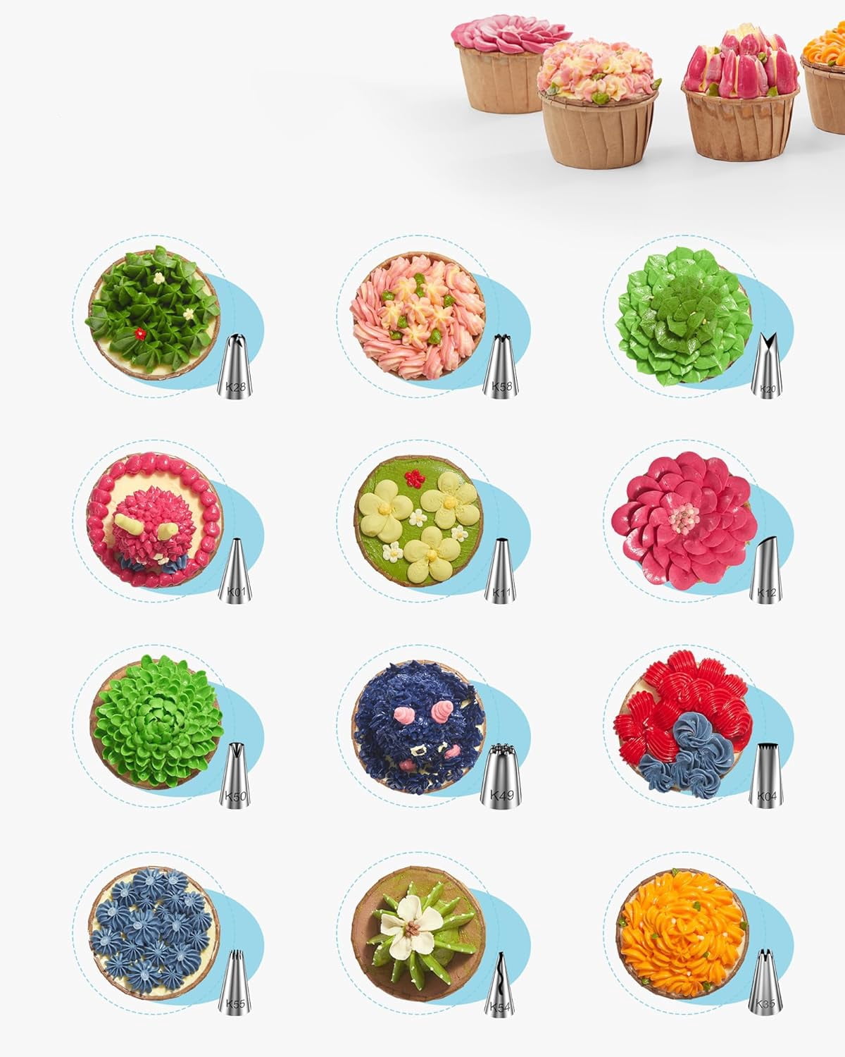 Cake Decorating Kit with Cake Stand Turntable, Piping Bags, Piping Tips ...