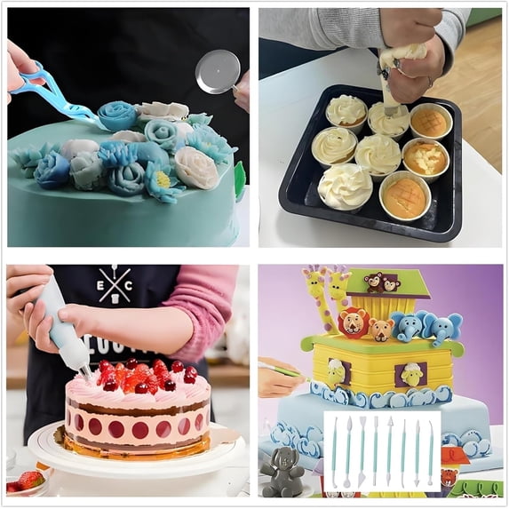 Cake Decorating Kit with Turntable, Leveler, Icing Tips, Spatulas, Comb ...