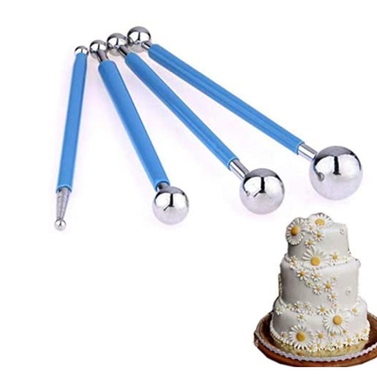 Cake Decorating Metal Ball Fondant Tool, Stainless Steel Double-end ...