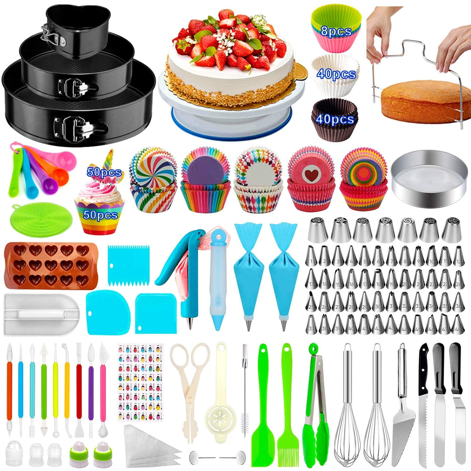 Cake Decorating Supplies,493 PCS Cake Decorating Kit 3 Packs Springform ...