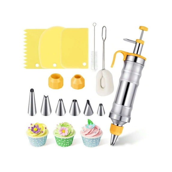 Cake Decorating Syringe Set - Stainless Steel Icing Piping Kit with 6 ...