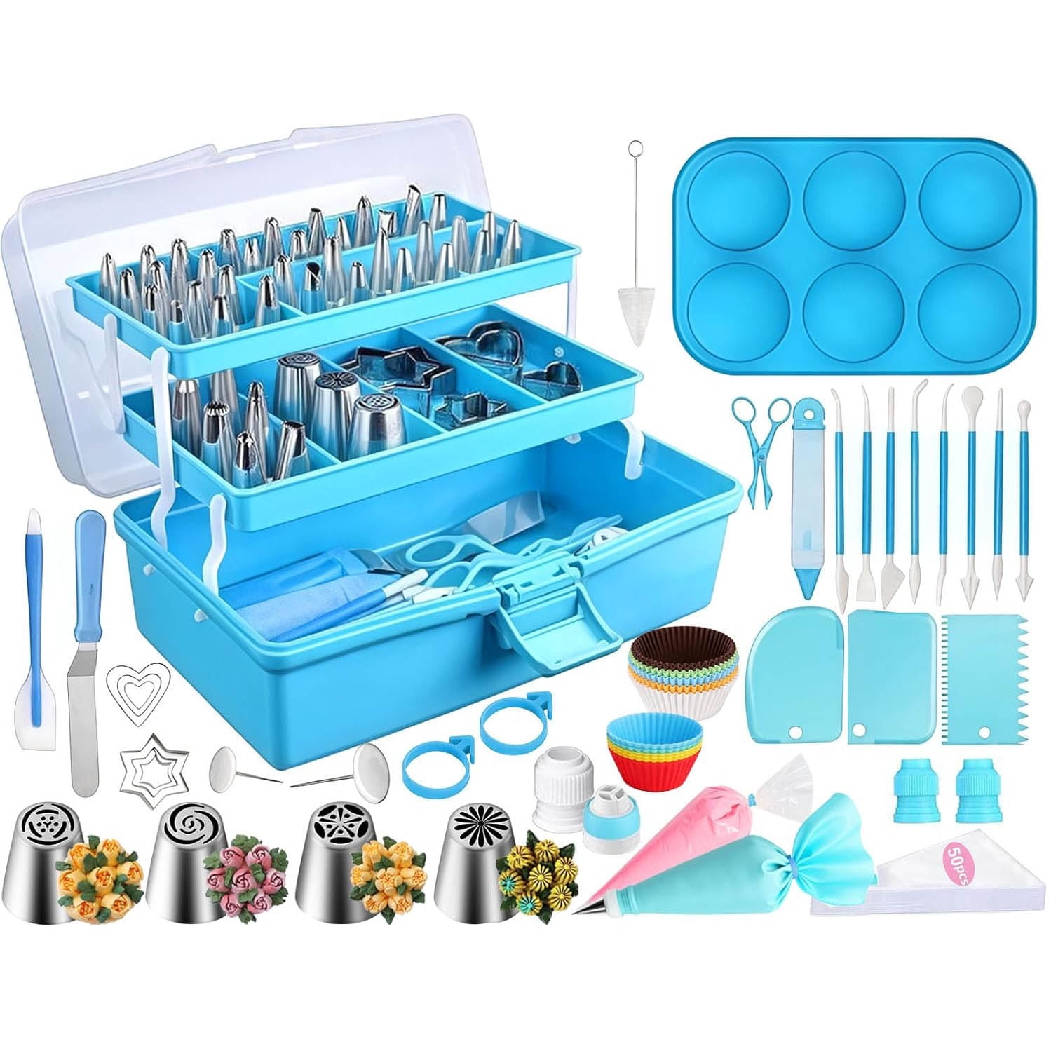 Cake Decorating Tools Supplies Kit, Baking Accessories with Storage ...