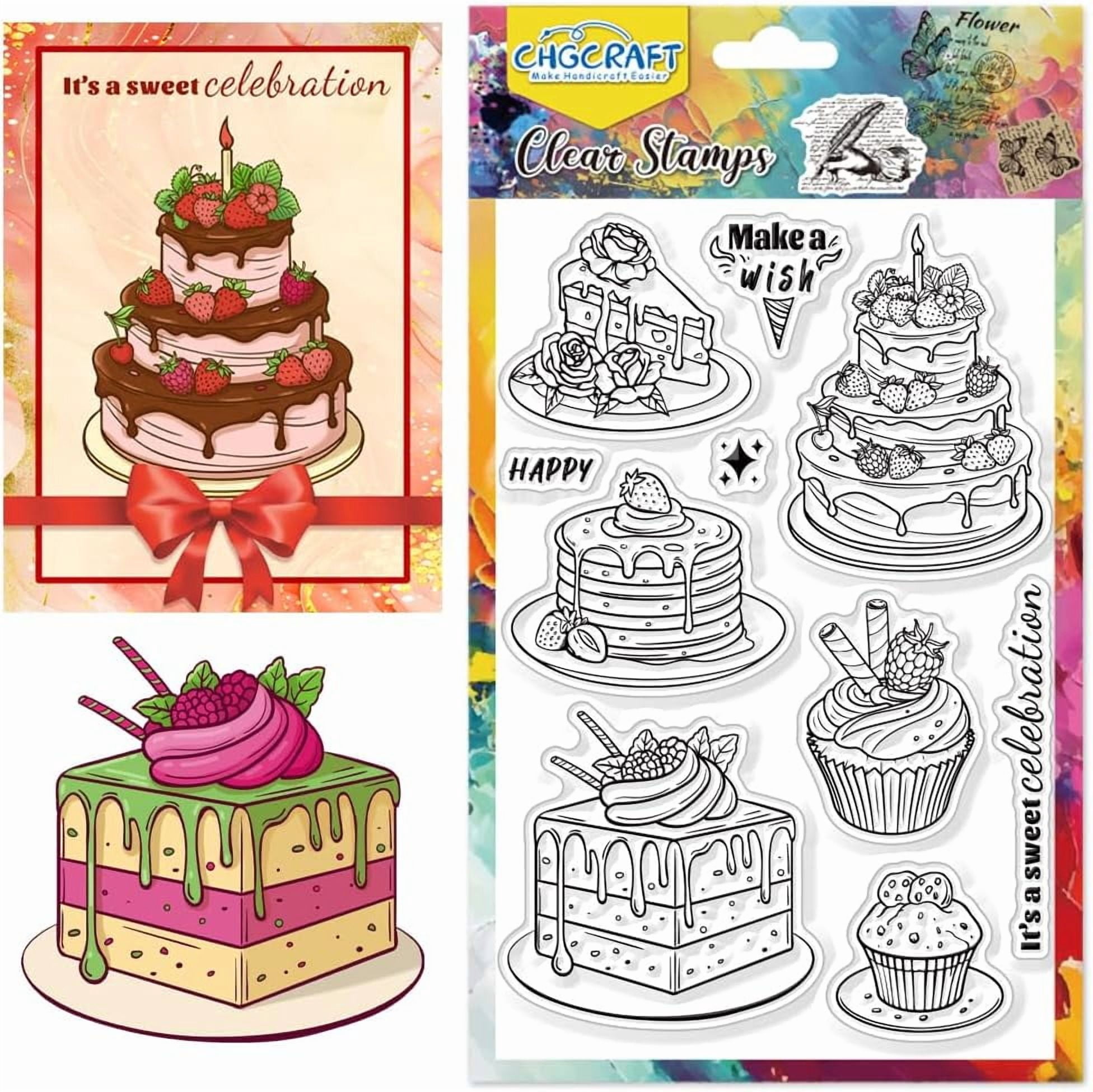Cake Dessert Clear Stamp Birthday Wishes Transparent Handicraft Stamps ...