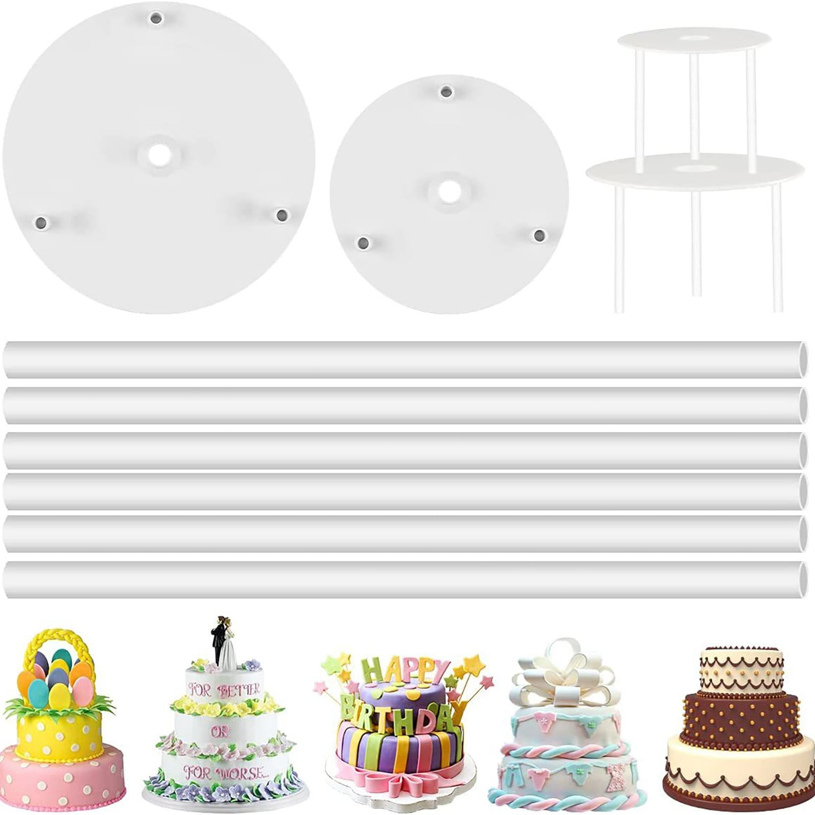 Cake Dowel Rods Set, 3 Pieces Plastic Cake Sticks Support Rods with 1 ...