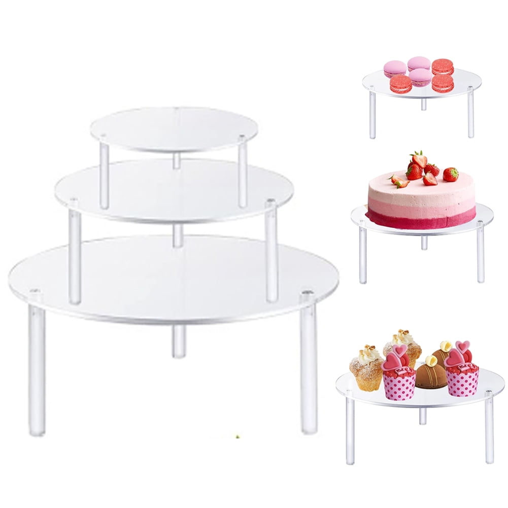 Cake Holder Plastic Cake Display Stand Transparent Round Cake Holder ...