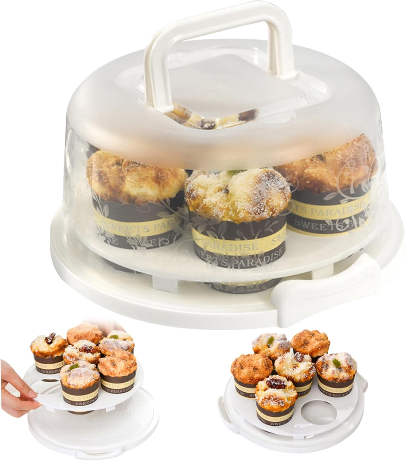 Cake Holder With Lid, Cupcake Holders Holds 7 Cupcakes, Portable for 10 ...