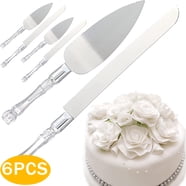 BalsaCircle Silver Wedding Cake Knife and Server Set Natural Jute Lace ...