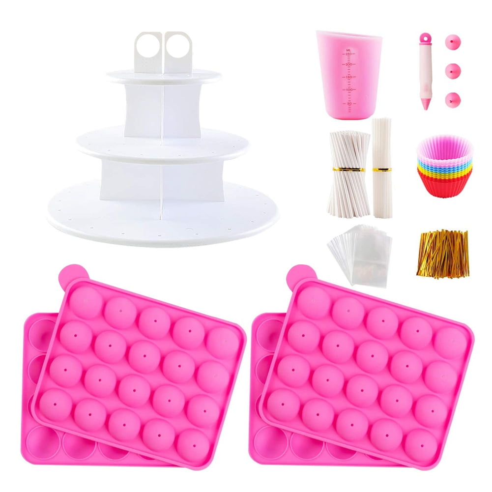Cake Maker Kit with 2 Silicone Mold Sets 3 Tier Stand, Chocolate Candy ...