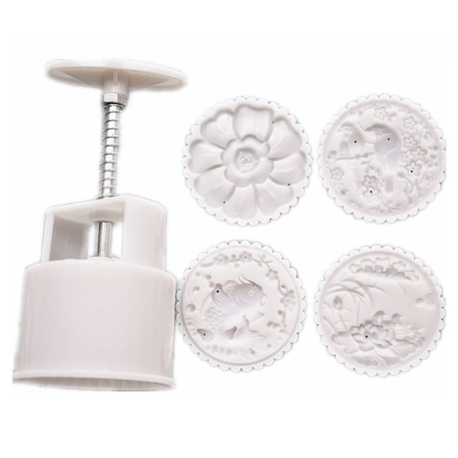Cake Mould 100g, 4 PCS Pattern Hand-Pressure Molds for Mid-Autumn ...