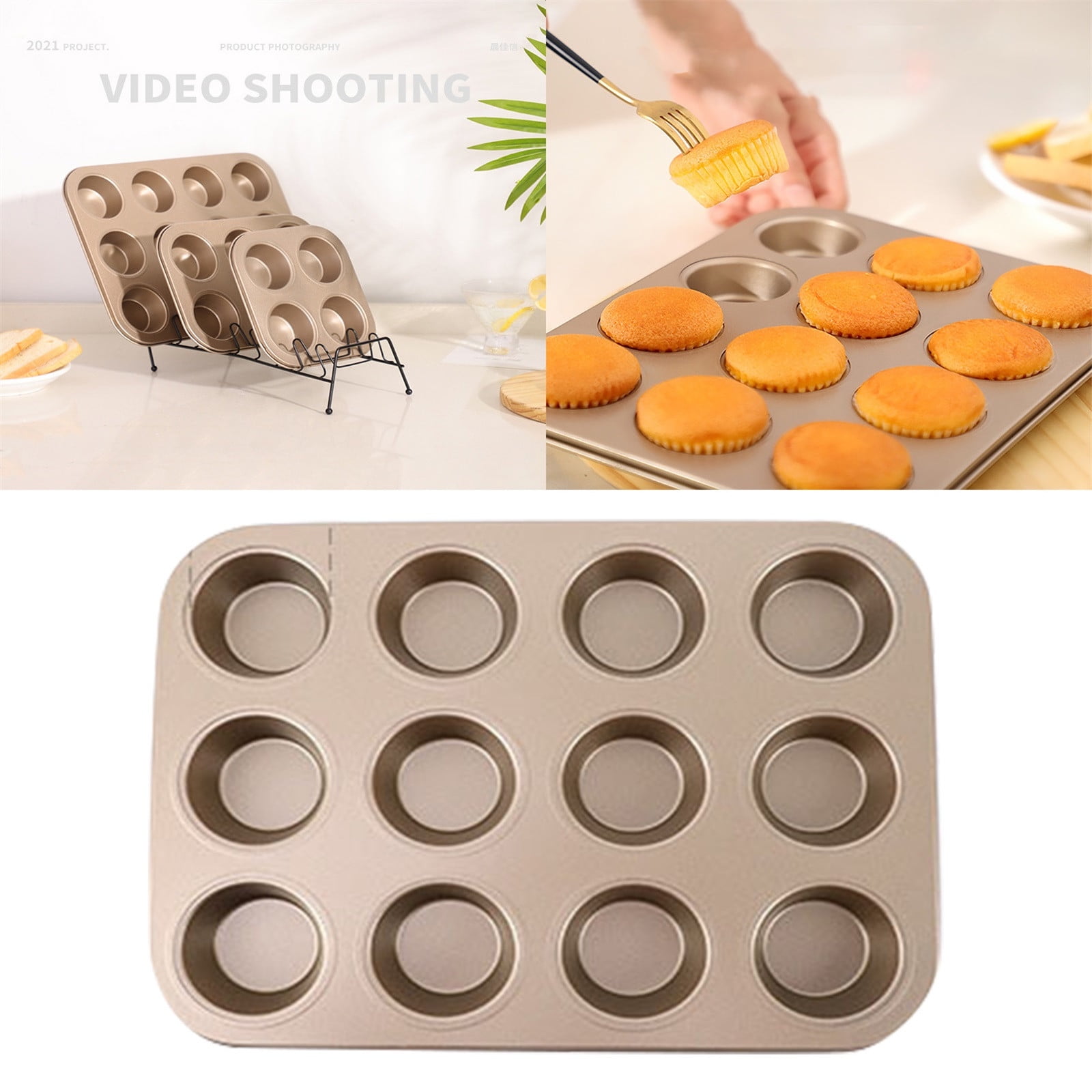 Cake Mould Dessert Molds 12 Hole Cake Mold，Round Flat Bottomed Muffin ...