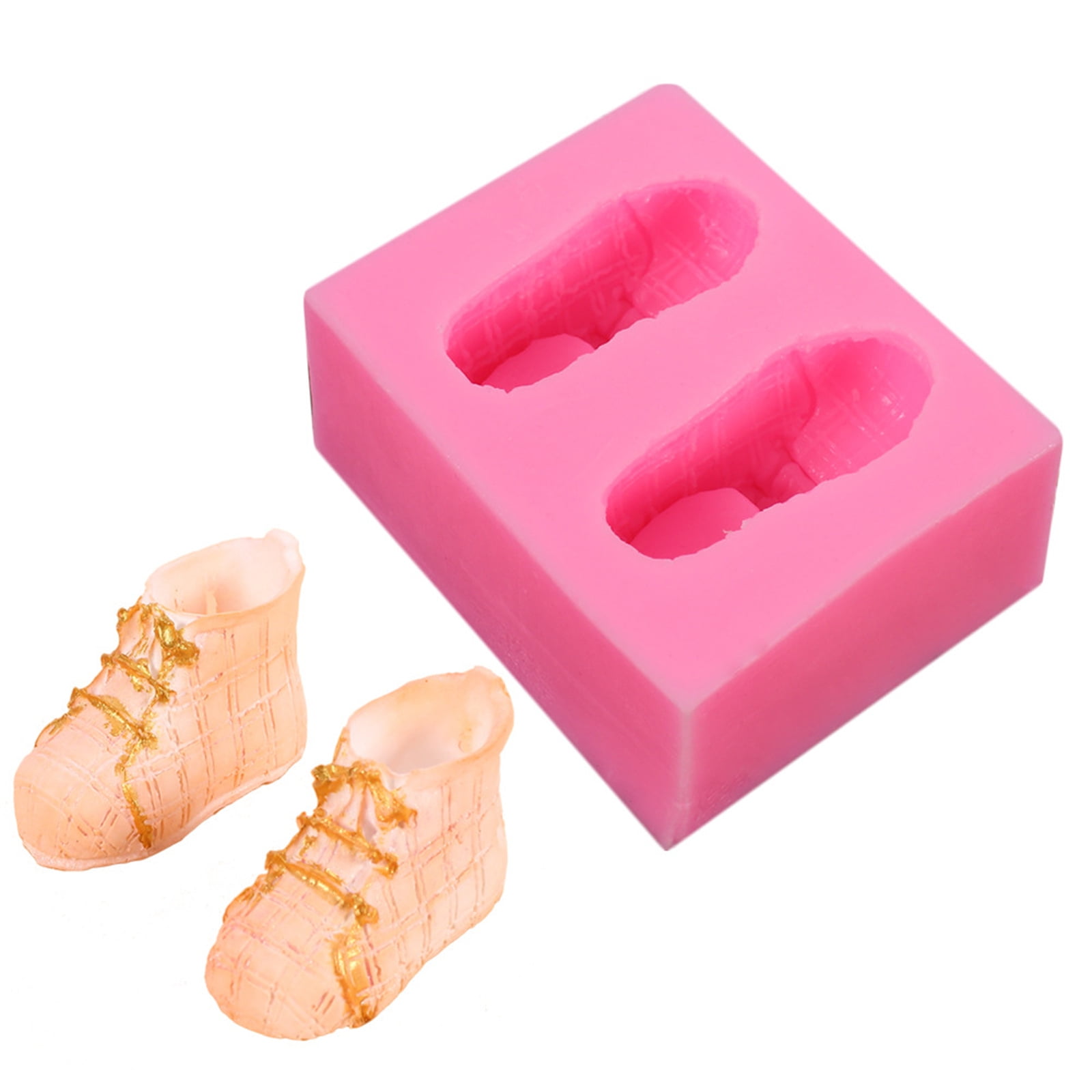 Cake Moulds 3D Cute Baby Shoes Bow Silicone Cake Molds Chocolate Clay ...
