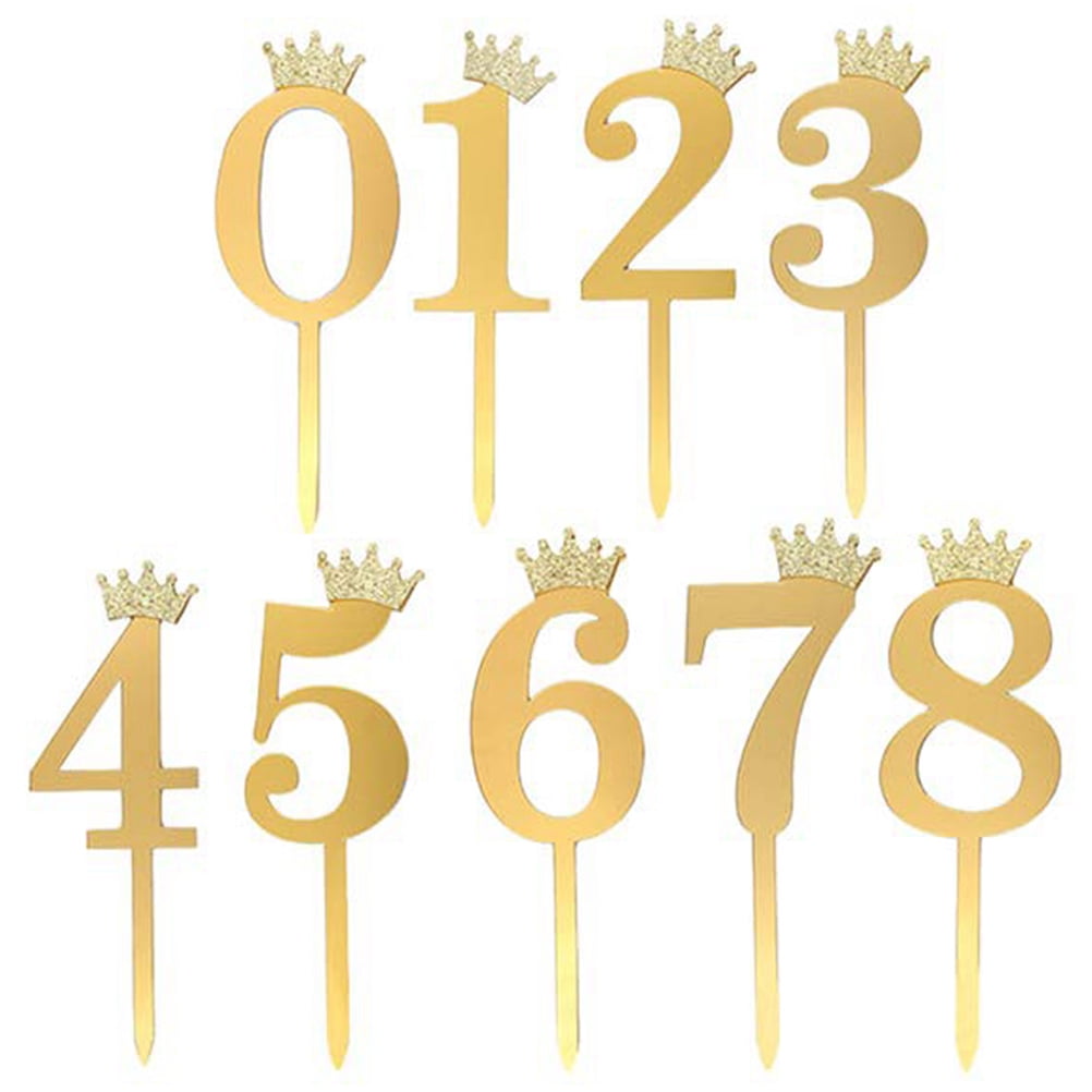 Cake Number Decoration 10 Pcs Decorative Picks Gold Celebration Fun ...