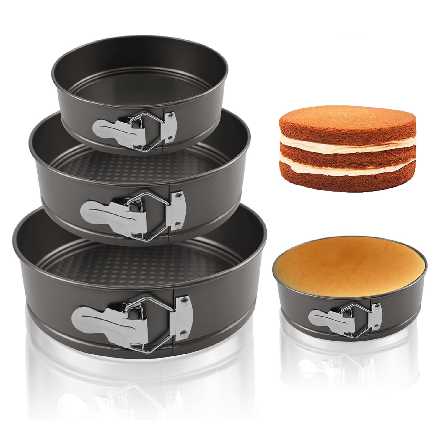 3 pcs Springform Pan, Round Cake Pan, 7", 8", 9" Round Nonstick Carbon ...