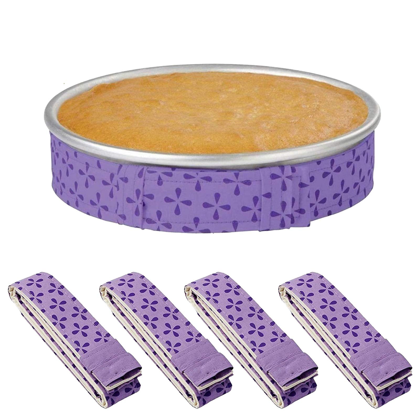 Cake Pan Dampen Strips 4-Pack, Thick Cotton Baking Aid for Flat Cakes ...