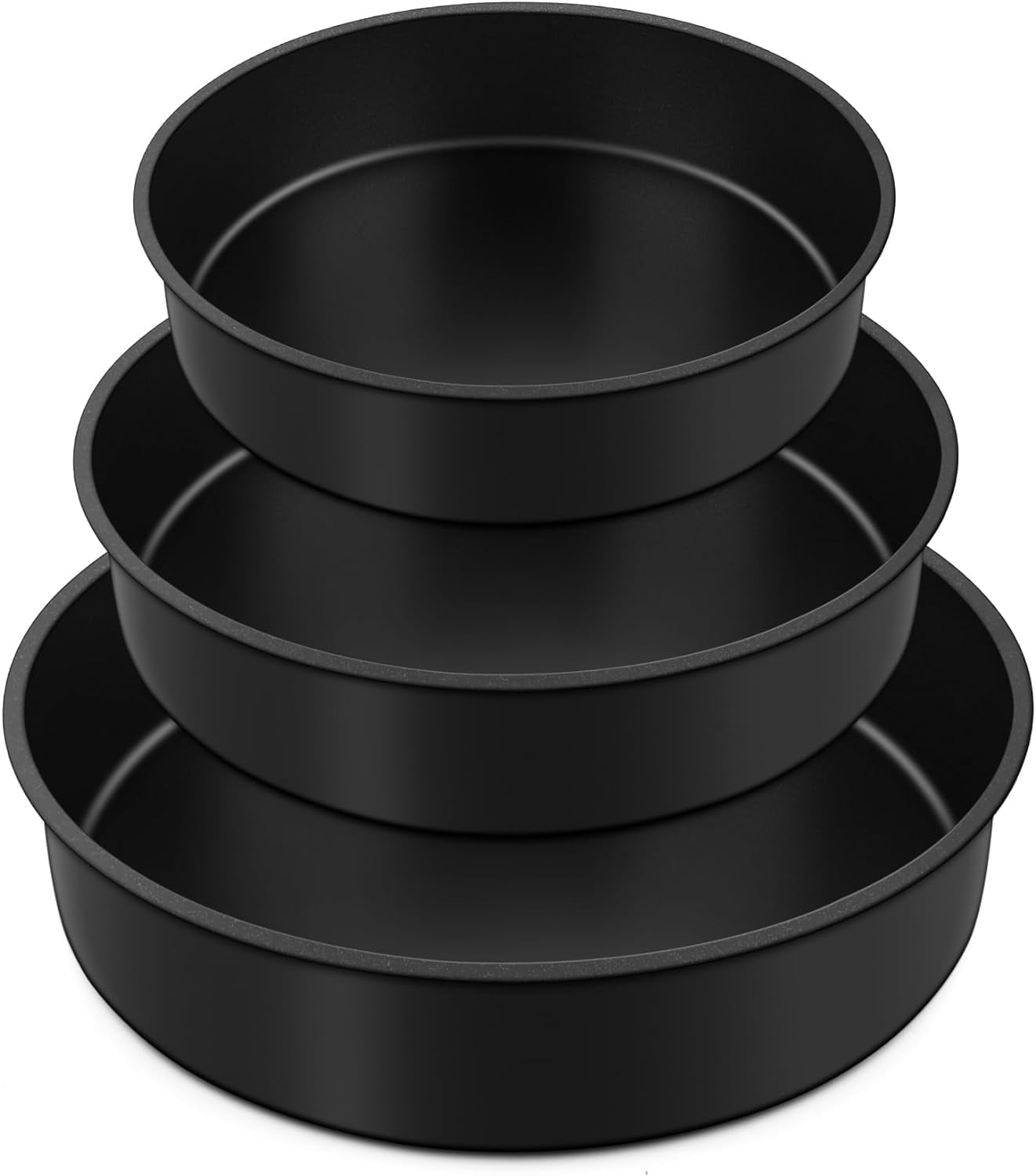 Cake Pan Set of 3 (6 inch/8 inch/9½ inch), Nonstick Round Baking Cake ...