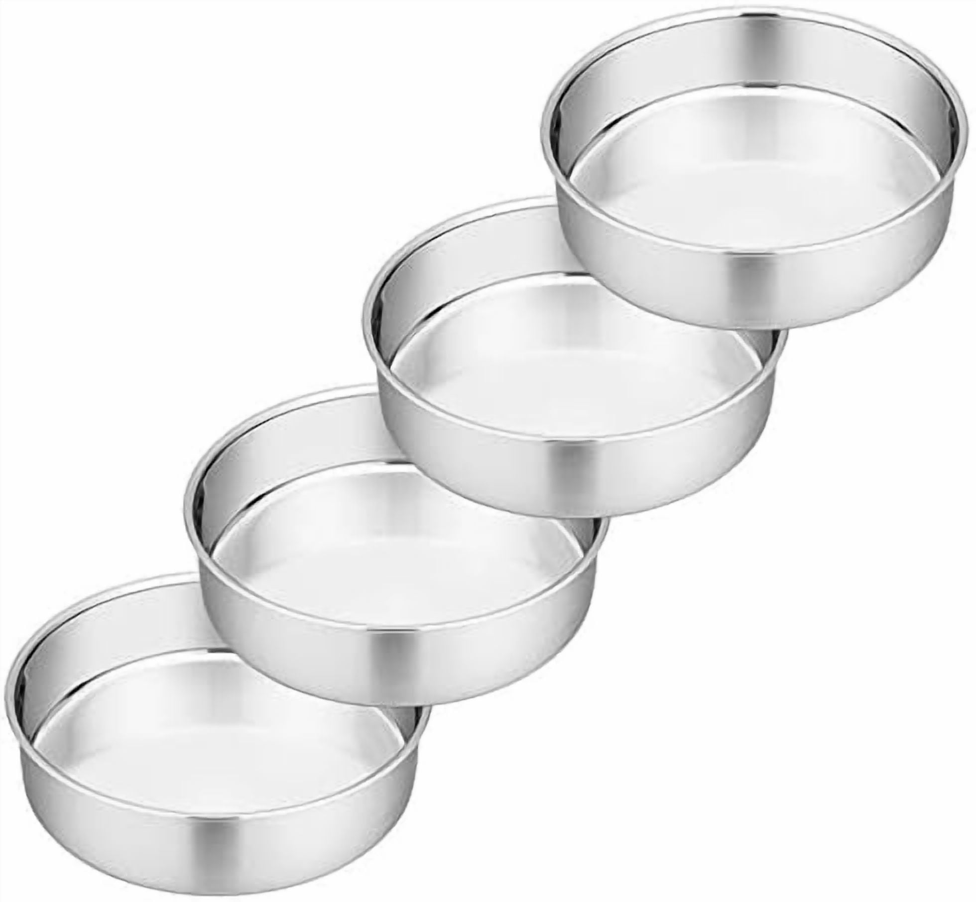 Cake Pan Set of 4, Stainless Steel Baking Round Cake Pans Tins Bakeware ...