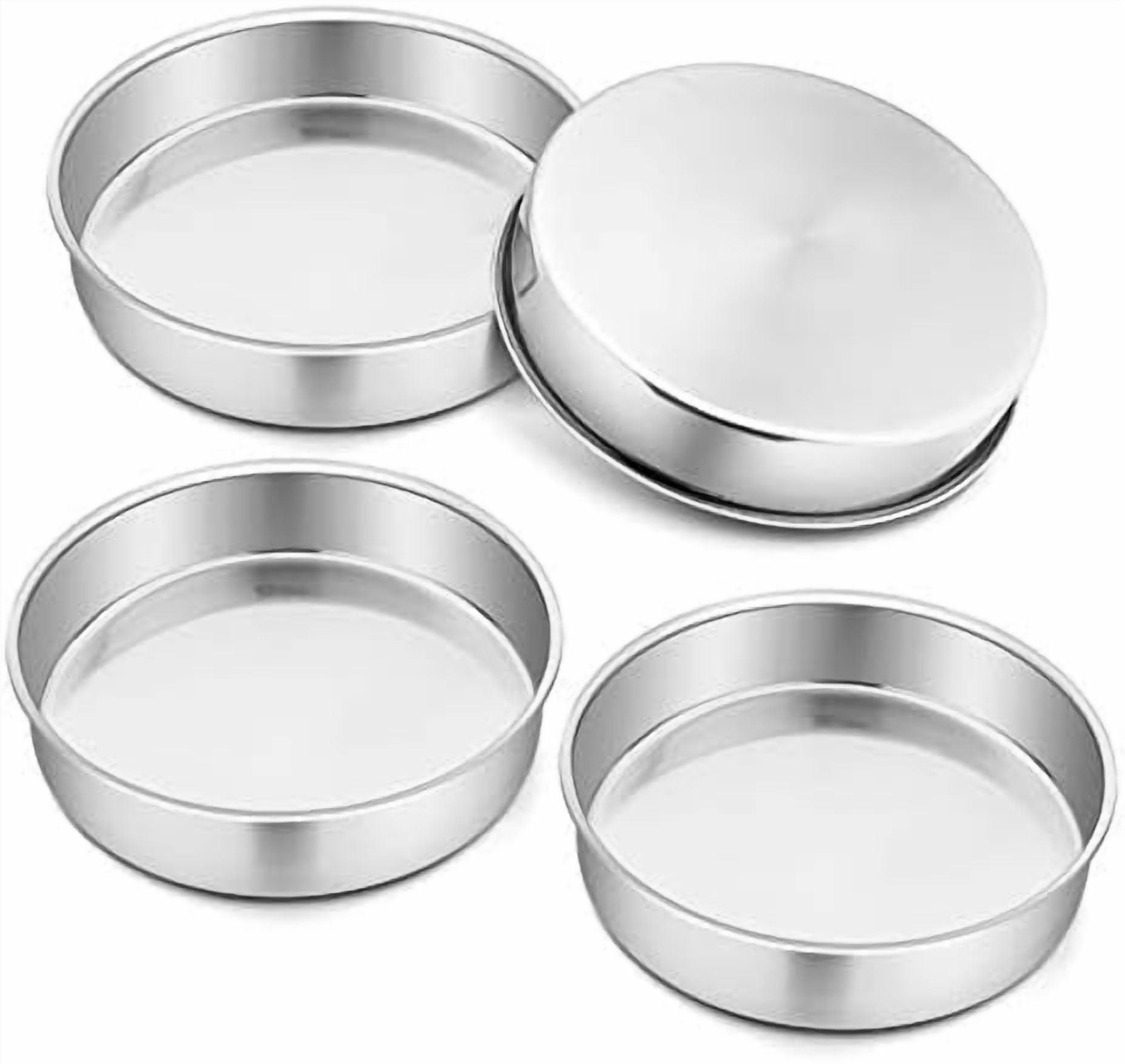 Cake Pan Set of 4, Stainless Steel Baking Round Cake Pans Tins Bakeware ...