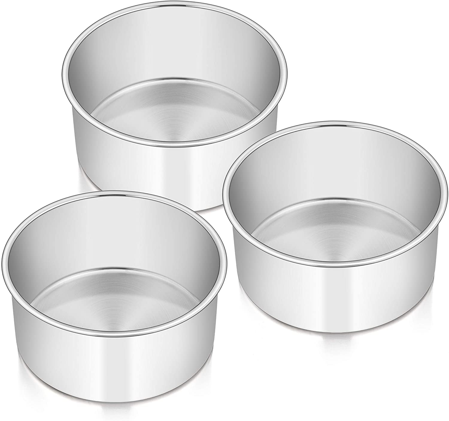 Cake Pan Set of 3, Stainless Steel Round Smash Cake Baking Pans Tins ...