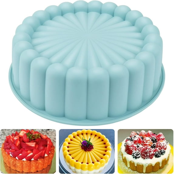 Cake Pan Silicone, Nonstick, 8 inch/10 inch Round Cake Molds for Baking ...
