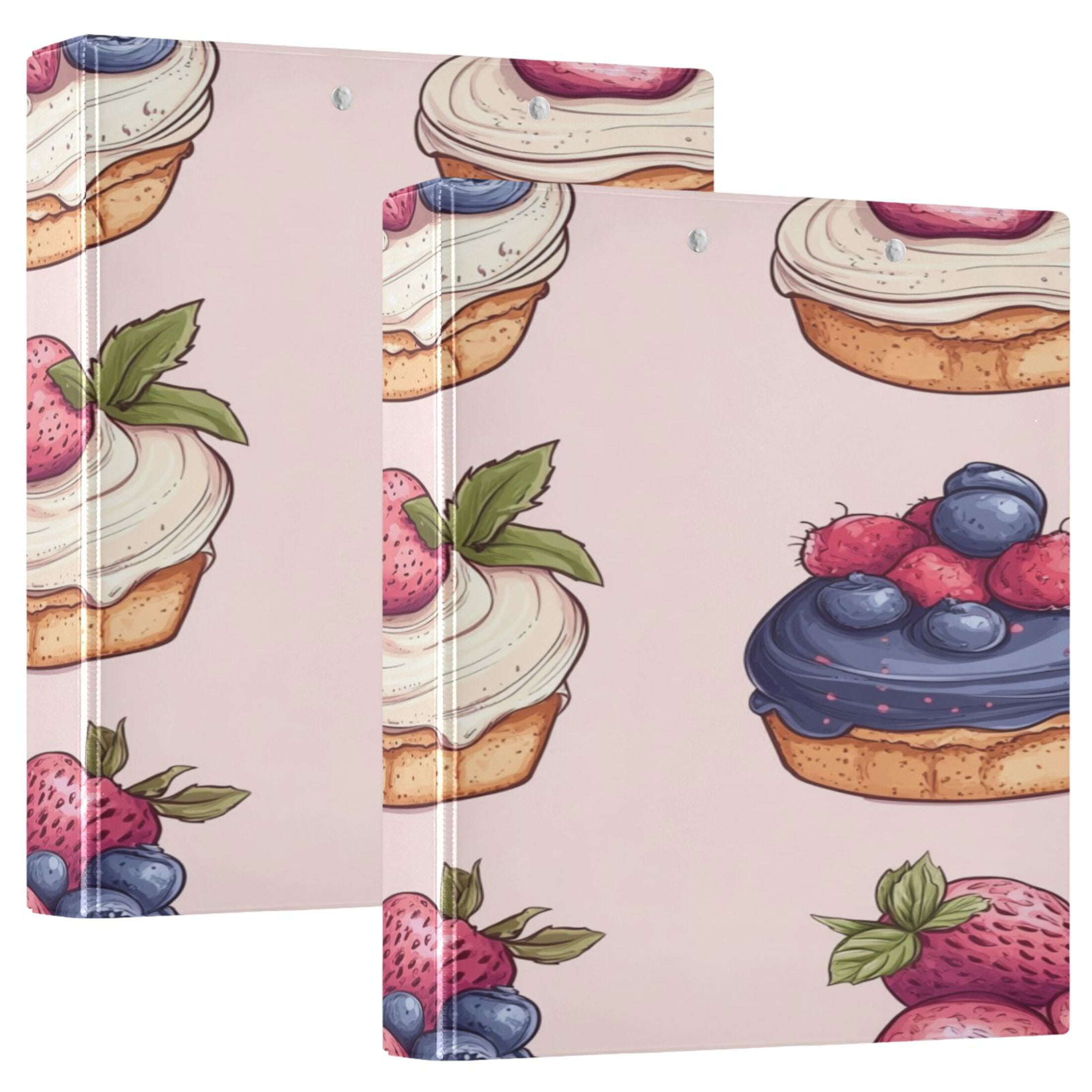 Cake Pattern 12.4x10.6in PVC Round Ring Binders, 2-Pack, D-Ring 3-Hole ...