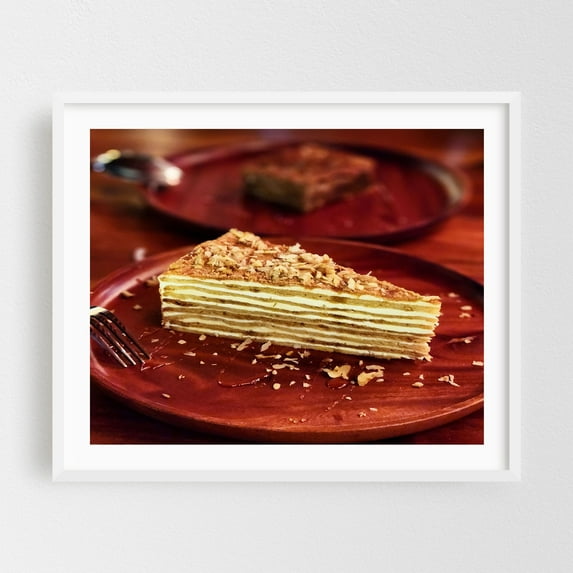 Cake - Photography Dessert Kitchen Decor Cafe White Framed Wall Art ...