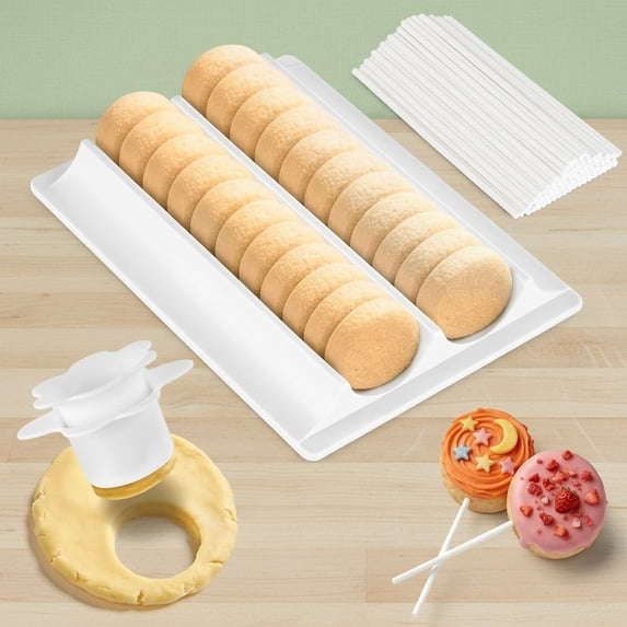 Cake Pop Kit Round Flat Mold Cutter and Pusher with 100 Sticks, Disc ...