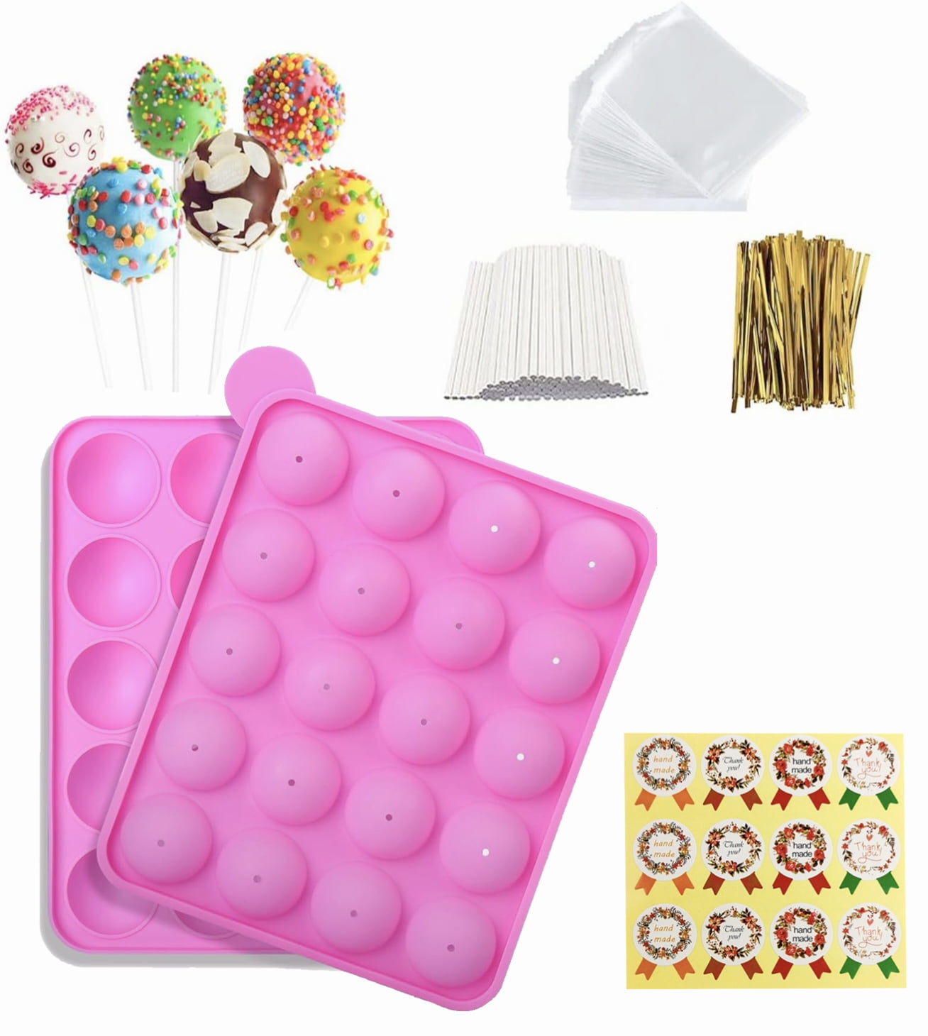 Cake Pop Mold Maker Baking Kit Silicone Lollipop Shapes Molds Candy ...