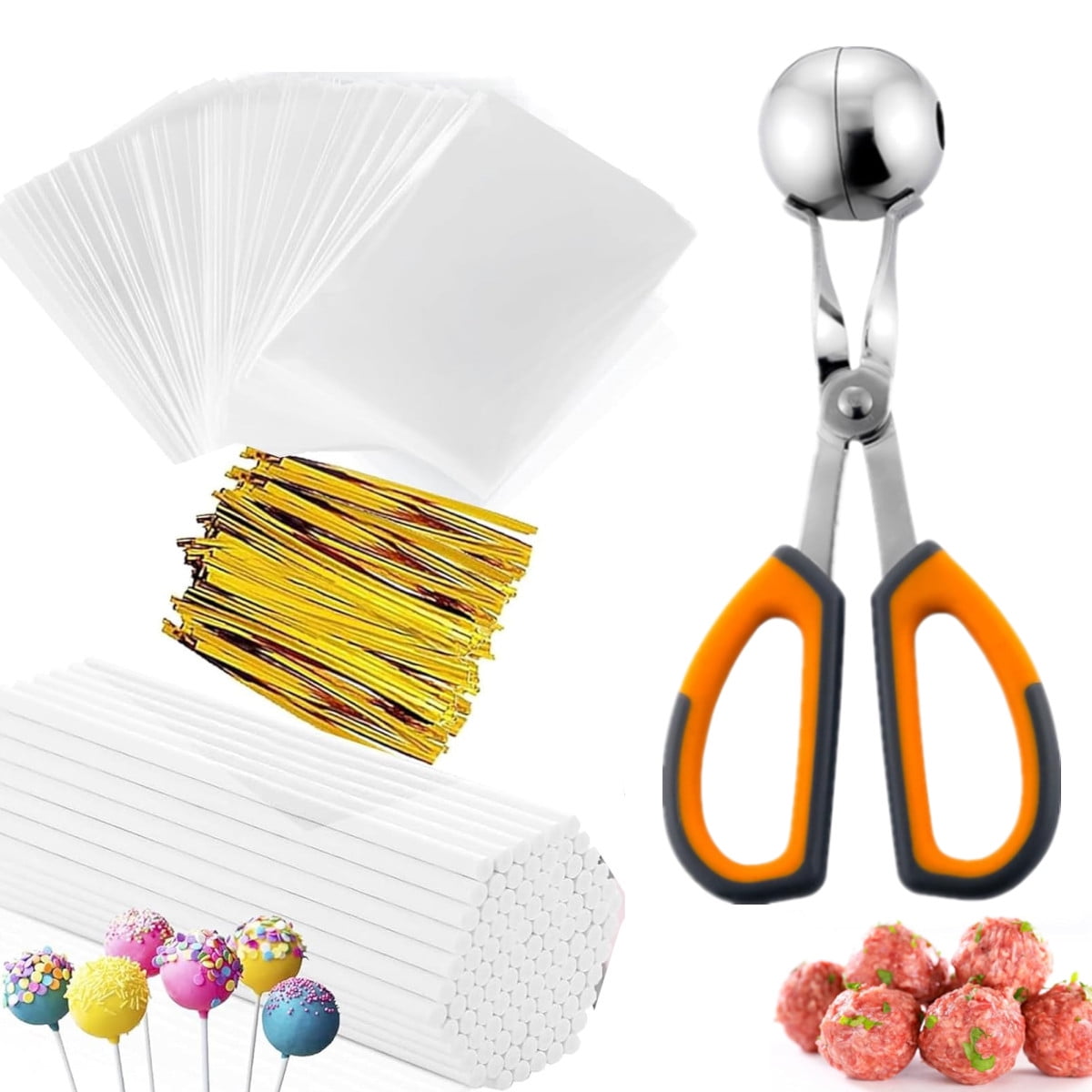 Cake Pop Sticks and Wrappers,Cake Pop Maker Set - 100 Cake Pop Bags ...