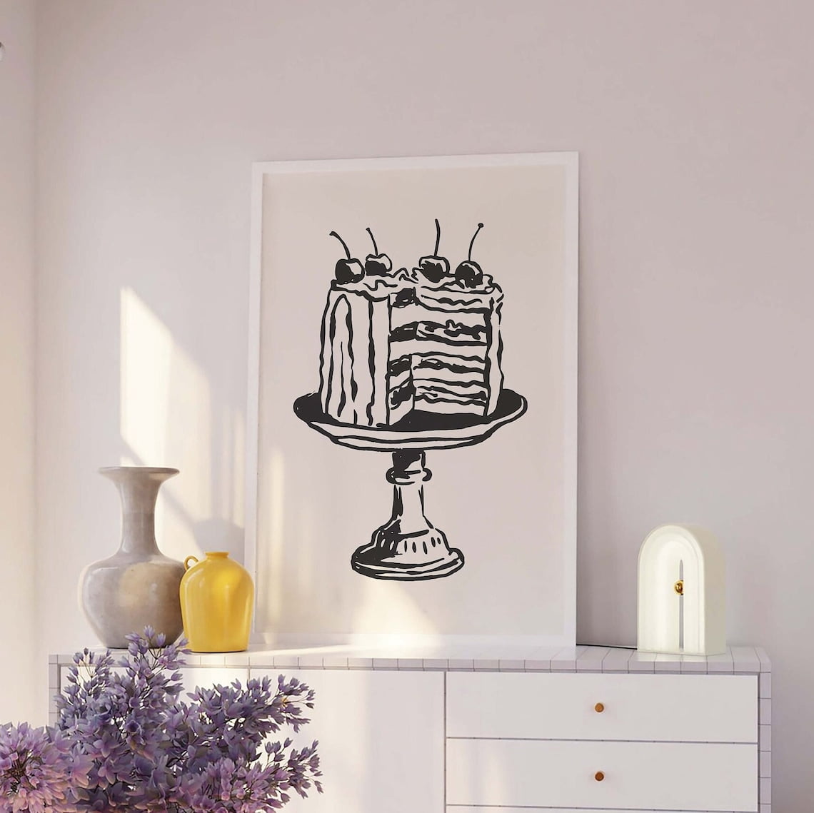 Cake Poster Valentine S Day Decor Neutral Wall Art Trendy Cute Romantic ...