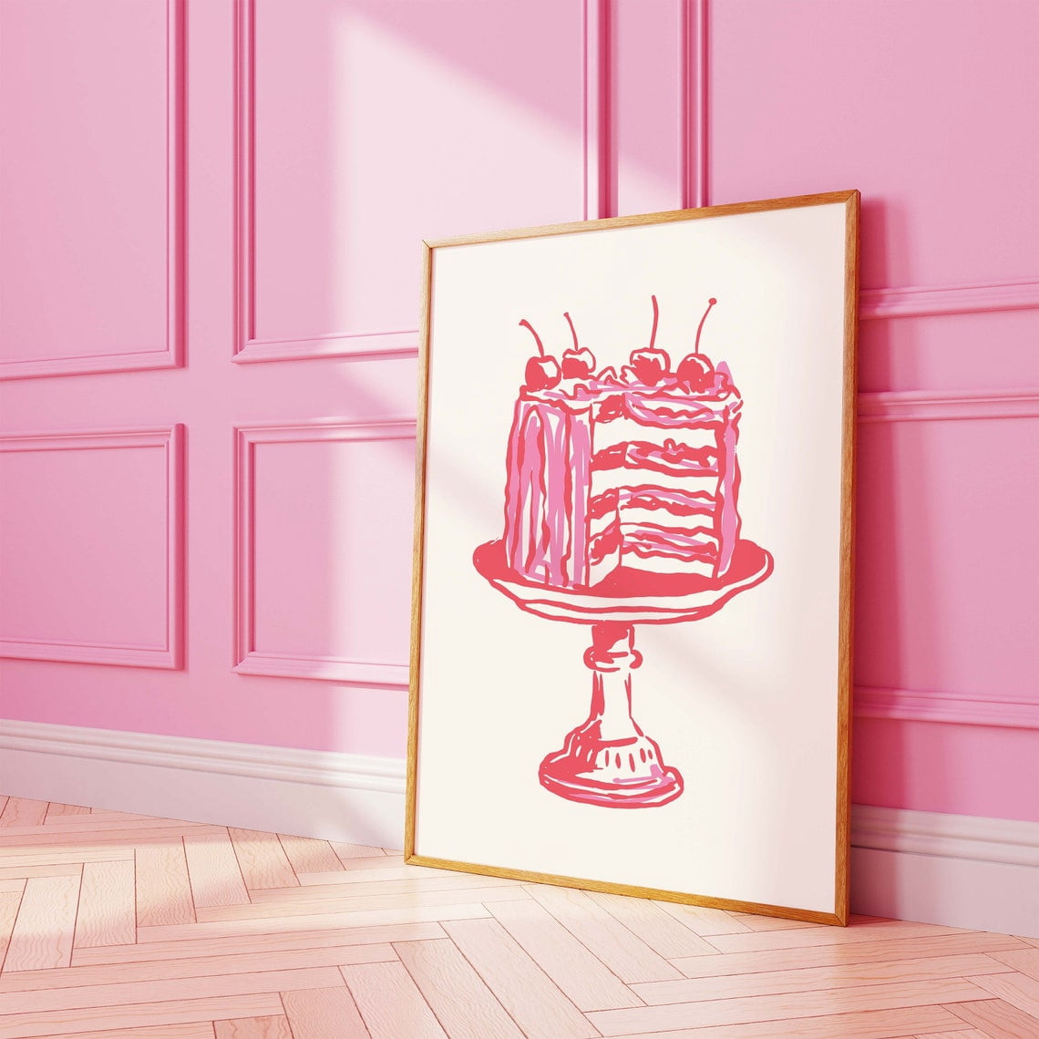 Cake Poster Valentine S Day Decor Pink Wall Art Trendy Cute Romantic ...