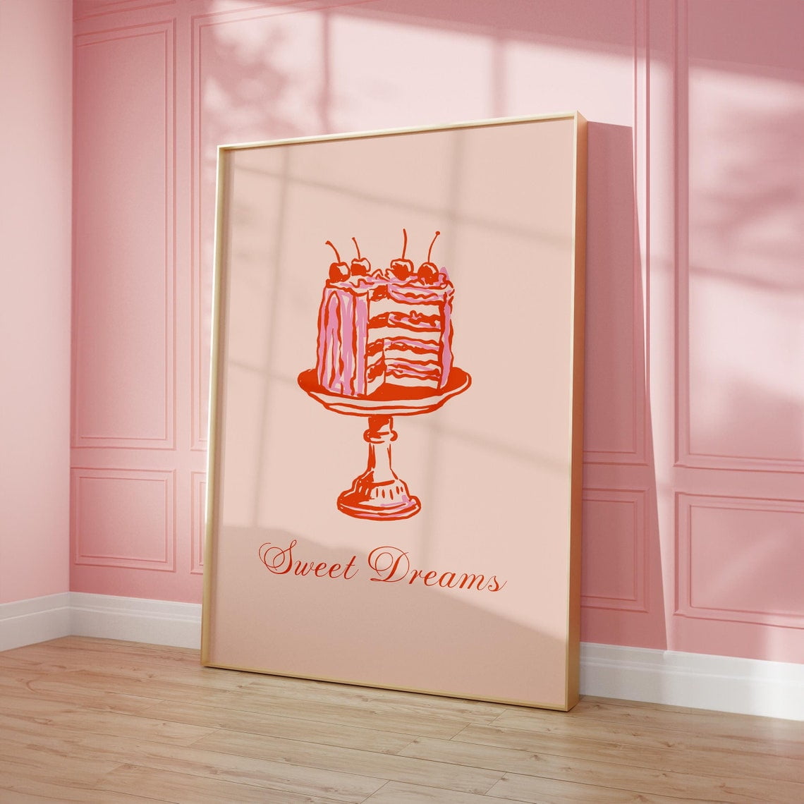 Cake Print Coquette Room Decor, Sweet Dreams Printable Art Pink ...