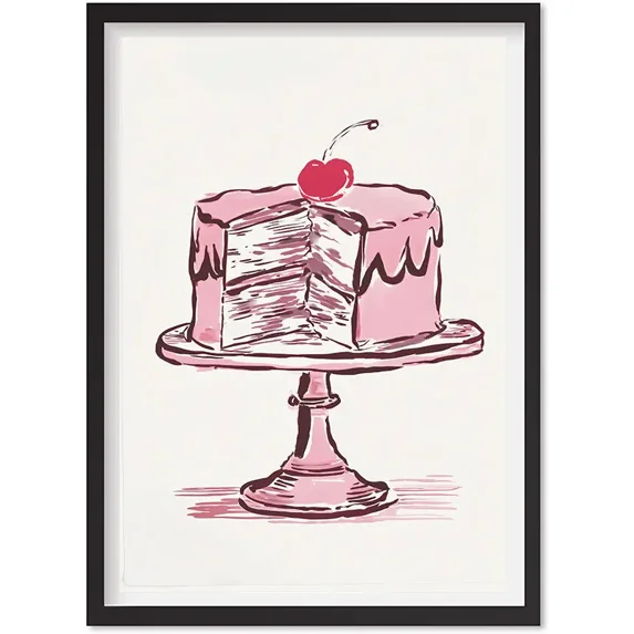 Cake Print, Valentine'S Day Decor, Pink Wall Art,Valentine'S Print ...