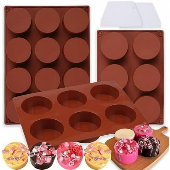 Cake Puck Mold Set, 2 Different Sizes,3 Pack Cake Puck Molds with 2 ...