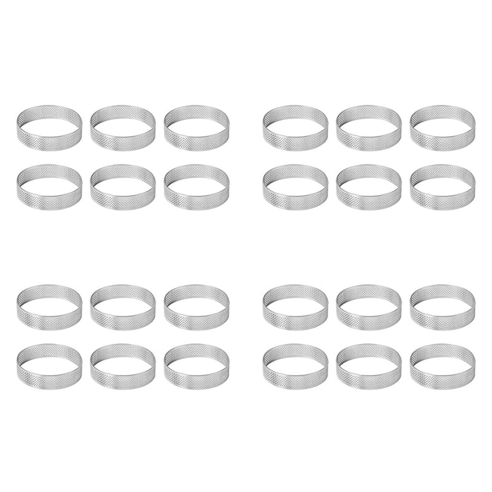 Cake Ring , 24Pcs Stainless Steel Porous Tart Ring, Perforated Pie Cake ...