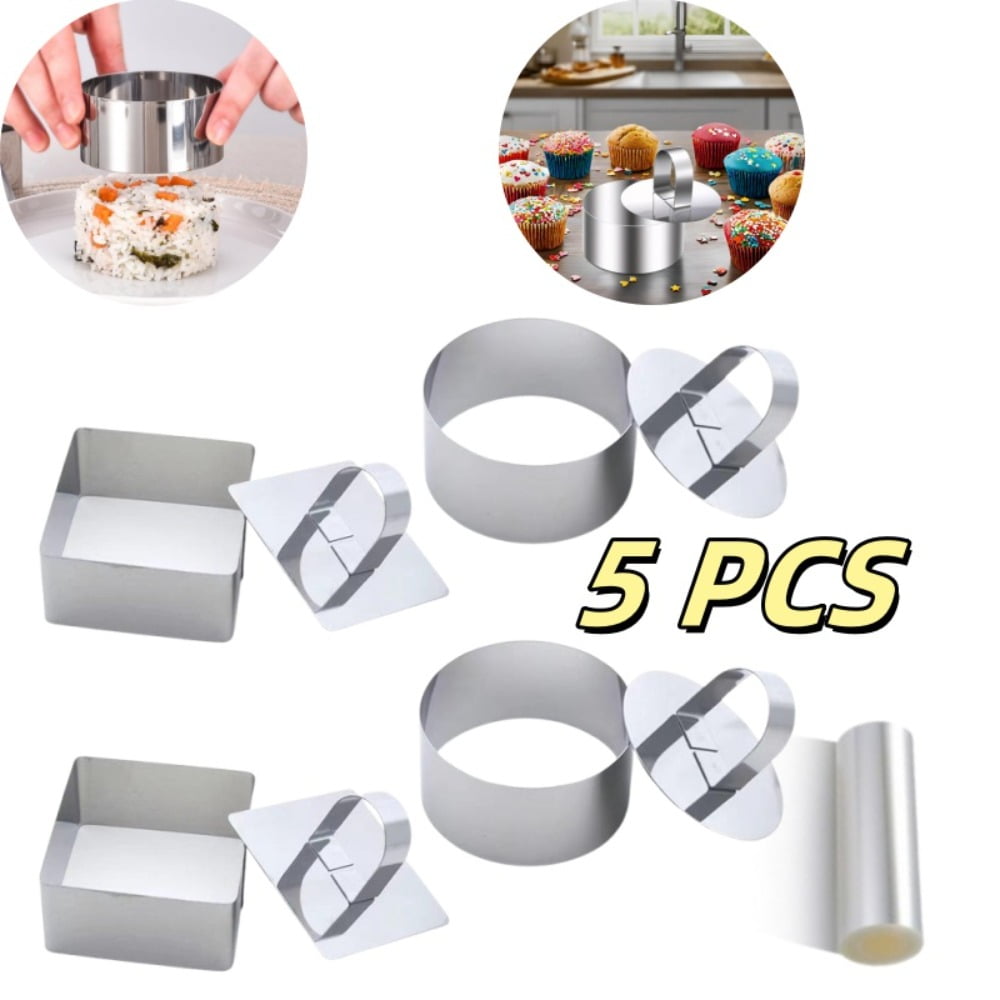 Cake Ring Molds 9-Pack with Cake Collars, 3.15 Inch Stainless Steel ...